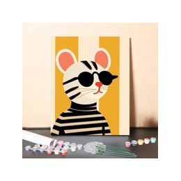 ARTNANAS DIY Malen nach Zahlen Set-"Stylische Katze" | Gr.: 30x40cm mit Keilrahmen nicht ges
