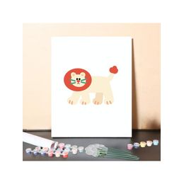 ARTNANAS DIY Malen nach Zahlen Set-"Kleiner L&ouml;we" | Gr.: 30x40 mit Rahmen