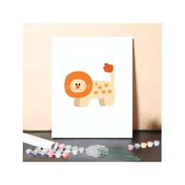 ARTNANAS DIY Malen nach Zahlen Set-"Fr&ouml;hlicher L&ouml;we" | Gr.: 30x40cm mit Keilrahmen nicht ges