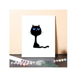 ARTNANAS DIY Malen nach Zahlen Set-"Katzenk&ouml;nigin" | Gr.: 30x40 mit Rahmen