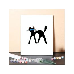 ARTNANAS DIY Malen nach Zahlen Set-"Runde Katze mit Schal" | Gr.: 30x40cm mit Keilrahmen nicht ges