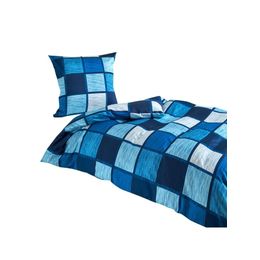 Traumschlaf Bettwäsche Verso denim in blau | Gr.: 135 x 200 + 80 x 80 cm