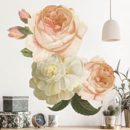 Bilderwelten Wandtattoo originell modern selbstklebend beige - Pfirsichfarbener Rosenstrauß - Rose Wohnzimmer Schlafzimmer
