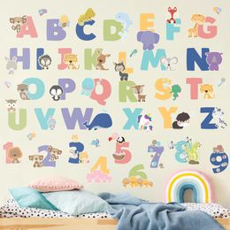 Wandtattoos Tier Alphabet Set - Wandsticker, Wandaufkleber Kinder Tiere Buchstaben & Zahlen Mädchen Mädchenzimmer Jungen Jungenzimmer Baby Babyzimmer