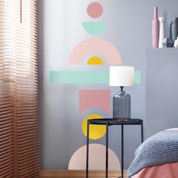 Wandtattoos Geometrische Formen Komposition III - Wandsticker, Wandaufkleber Muster Wohnzimmer Schlafzimmer Flur Pastell