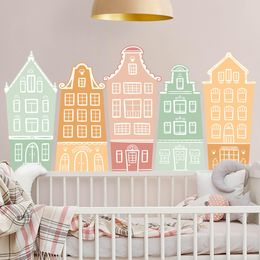 Wandtattoos H&auml;user Siedlung - Wandsticker, Wandaufkleber Kinder Kinderzimmer M&auml;dchen M&auml;dchenzimmer Baby Babyzimmer Jungen Jungenzimmer
