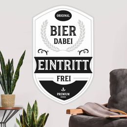 Bilderwelten Wandtattoo Kulinarisch modern Aquarell schwarz weiss - Bier dabei - Entritt frei - Getränke Wohnzimmer Schlafzimmer