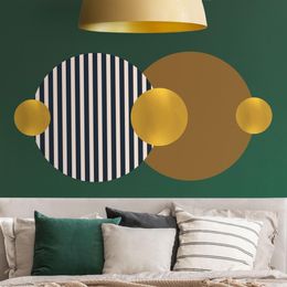 Wandtattoos Geometrische Formen Komposition II - Wandsticker, Wandaufkleber Muster Wohnzimmer Schlafzimmer Flur Gold