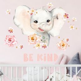 Wandtattoos Aquarell Elefant - Be kind - Wandsticker, Wandaufkleber Aquarell Illustration Kinder Sprüche Baby Babyzimmer Kinderzimmer Mädchen