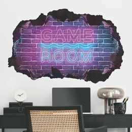 Wandtattoo Neon Schrift Game Room - Gaming Zimmer Kinderzimmer Jugendzimmer Jungen Mädchen - 3D Wandsticker Wandaufkleber S-XXL