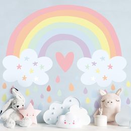 Wandtattoos XXL Regenbogen Herz Pastell - Wandsticker, Wandaufkleber Kinder Kinderzimmer Jungen Jungenzimmer Mädchen Mädchenzimmer Baby Babyzimmer