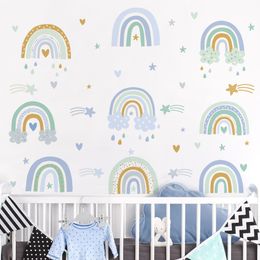 Bilderwelten Wandtattoo Himmel Digital Art selbstklebend Wandaufkleber - Regenbögen Blau Türkis Set - Herz Kinderzimmer Baby Mädchen Jungen