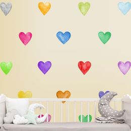 Wandtattoos 35 Aquarell Herzen Bunt - Wandsticker, Wandaufkleber Kinder Kinderzimmer Jungen Jungenzimmer M&auml;dchen M&auml;dchenzimmer Baby Babyzimmer