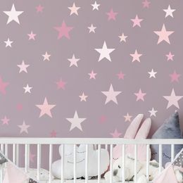 Wandtattoos 92 Sterne Rosa Set - Wandsticker, Wandaufkleber Kinder Himmel Kinderzimmer Mädchen Mädchenzimmer Baby Babyzimmer