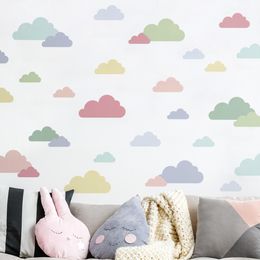 Bilderwelten Wandtattoo Digital Art selbstklebend Wandaufkleber - 40 Wolken Pastell Set - Wolken Kinderzimmer Baby Mädchen Jungen