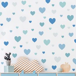 Bilderwelten Wandtattoo Kinderzimmer 85 Herzen Blau Grau Petrol Set Junge Wandsticker Jungenzimmer Baby Wandaufkleber Babyzimmer