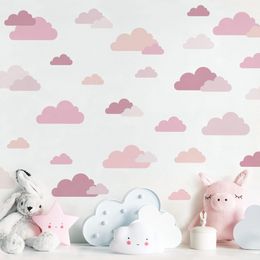 Bilderwelten Wandtattoo Digital Art selbstklebend Wandaufkleber - 40 Wolken Rosa Set - Wolken Kinderzimmer Baby Mädchen Jungen