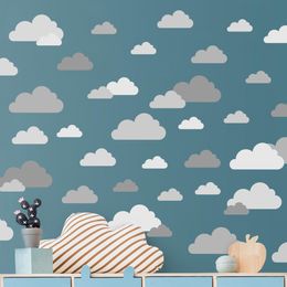 Wandtattoos 40 Wolken Grau Set - Wandsticker, Wandaufkleber Kinder Kinderzimmer Jungen Jungenzimmer Mädchen Mädchenzimmer Baby Babyzimmer