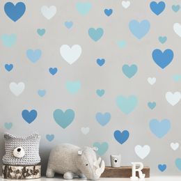 Wandtattoos 85 Herzen Blau Grau Petrol Set - Wandsticker, Wandaufkleber Kinder Kinderzimmer Jungen Jungenzimmer M&auml;dchen M&auml;dchenzimmer Baby Babyzimmer