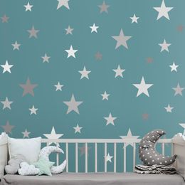 Wandtattoos 92 Sterne Grau Set - Wandsticker, Wandaufkleber Kinder Himmel Kinderzimmer Baby Babyzimmer