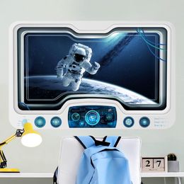 Wandtattoo Weltraum Erde Jungenzimmer Raketen Cockpit Astronaut im Weltall Galaxie Wandsticker Kinder Junge Wandaufkleber Jungenzimmer