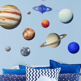 Wandtattoo Planeten Kinderzimmer Sonnensystem mit Planeten Wandsticker Merkur Venus Erde Mars Jupiter Kinder Mädchen Jungen Wandaufkleber Jugendzimmer