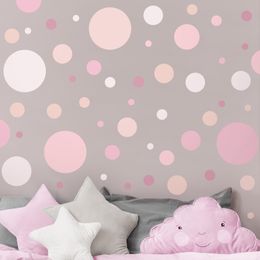 Wandtattoo rosa Punkte Set M&auml;dchenzimmer Punkte Konfetti Rosa Set Wandsticker Kinder M&auml;dchen Wandaufkleber Babyzimmer in S-XXL