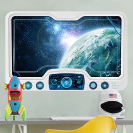 Wandtattoo Weltall Jungenzimmer Raketen Cockpit Galaxie Light Weltraum Erde Erdkugel Wandsticker Kinder Wandaufkleber Jungenzimmer in S-XXL