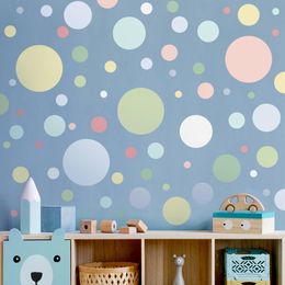 Wandtattoo bunte Punkte Set Babyzimmer Punkte Konfetti Pastell Set Wandsticker Kinder M&auml;dchen Junge Wandaufkleber Babyzimmer in S-XXL