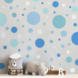 Wandtattoo PunkteSet Jungenzimmer Punkte Konfetti Blau Grau Petrol Set Wandsticker Junge Kinder Wandaufkleber Babyzimmer