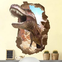 Wandtattoos Dinosaruier Tyrannosaurus Rex - Wandsticker, Wandaufkleber 3D-Optik Kinder Kinderzimmer Jungen Jungenzimmer Braun in S-XXL