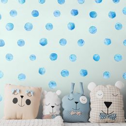 Wandtattoos Punkte Aquarell Set Blau - Wandsticker, Wandaufkleber Aquarell Kinder Muster Kinderzimmer Jungen Jungenzimmer Blau