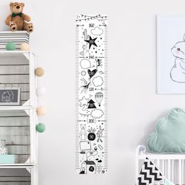 Kindermesslatte Wandtttoo Zum Beschriften in Schwarz Weiß - Wandsticker Wandaufkleber - Geschenk für Kinderzimmer Baby, Junge & Mädchen, Taufgeschenk