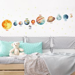 Bilderwelten Wandtattoo Himmel Illustration Aquarell bunt - Sonnensystem Aquarell - Himmel Kinderzimmer Baby Mädchen Jungen