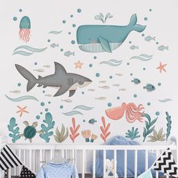 Wandtattoo Unterwasser Ozean Fische Set - Wandsticker, Wandaufkleber Kinder Tiere Unterwasserwelt Kinderzimmer Jungen M&auml;dchen Baby Wandklebebilder