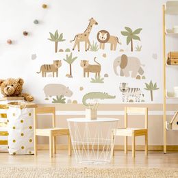 Wandtattoo XL Dschungeltiere Set - grün beige - Wandsticker, Wandaufkleber Kinder Tiere Safari Afrika Kinderzimmer Jungen Mädchen Baby S bis XXL