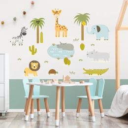 Wandtattoo Safari - Die gro&szlig;e Vielfalt der Tiere - Wandsticker, Wandaufkleber Kinder Tiere Dschungel Aquarell Kinderzimmer Jungen M&auml;dchen Baby
