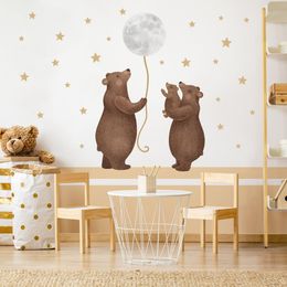 Wandtattoo Bis zum Mond - B&auml;renfamilie - Wandsticker, Wandaufkleber Kinder Tiere Wald Kinderzimmer Jungen M&auml;dchen Baby Wandklebebilder S bis XXL