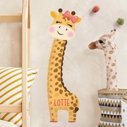 Kindermesslatte Giraffen M&auml;dchen mit Wunschname - Afrika Tiere - Wandtattoo mit Namen Kinderzimmer M&auml;dchenzimmer