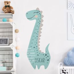 Kindermesslatte Dino - Kinderzimmer Babyzimmer Jungenzimmer - Junge Pastell mit Wunschname - Dinosaurier - Wandtattoo mit Namen