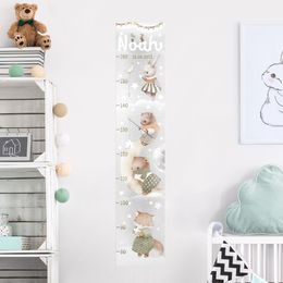 Kindermesslatte Aquarell Tiere - Bis zum Mond mit Wunschname & Geburtsdatum - Wandtattoo Name - Kinderzimmer M&auml;dchen Junge - selbst gestalten