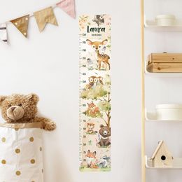 Kindermesslatte Tiere aus dem Wald Aquarell mit Wunschname - Wandtattoo personalisierbar mit Namen & Geburtsdatum - Kinderzimmer M&auml;dchen Junge