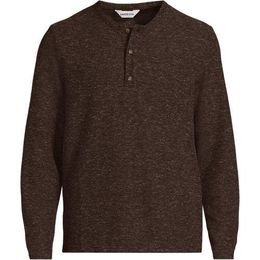 LANDS' END Struktur-Henleyshirt mit Leinen, Herren,  Braun, Leinen/Polyester/Polyester-Mischung, by Lands' End