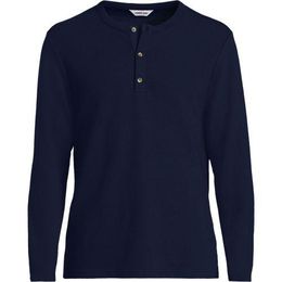 LANDS' END Ottoman-Henleyshirt mit langen Ärmeln, Herren,  Blau, Baumwolle/Polyester/Baumwoll-Mischung, by Lands' End