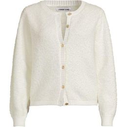 LANDS' END Bouclé-Cardigan mit goldfarbenen Knöpfen, Damen,  Weiß, Wolle/Polyester/Polyacryl, by Lands' End