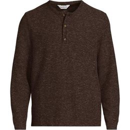 LANDS' END Struktur-Henleyshirt mit Leinen, Herren,  Braun, Leinen/Polyester/Polyester-Mischung, by Lands' End