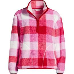 LANDS' END Teddy-Pullover mit Rei&szlig;verschluss Gemustert, Damen,  Pink, Polyester, by Lands' End