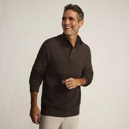 LANDS' END Strukturierter Troyer-Pullover Drifter, Herren,  Braun, Baumwolle, by Lands' End