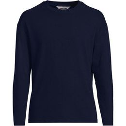 LANDS' END Ottoman-Rippshirt mit langen Ärmeln, Herren,  Blau, Baumwolle/Polyester/Baumwoll-Mischung, by Lands' End