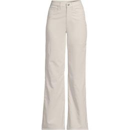 LANDS' END Feincord-Schlaghose High Waist, Damen,  Wei&szlig;, Elasthan/Baumwoll-Mischung, by Lands' End